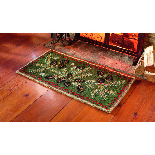The Seasonal Aisle Ben Hooked Wool Pine Cone Rug | Wayfair.co.uk