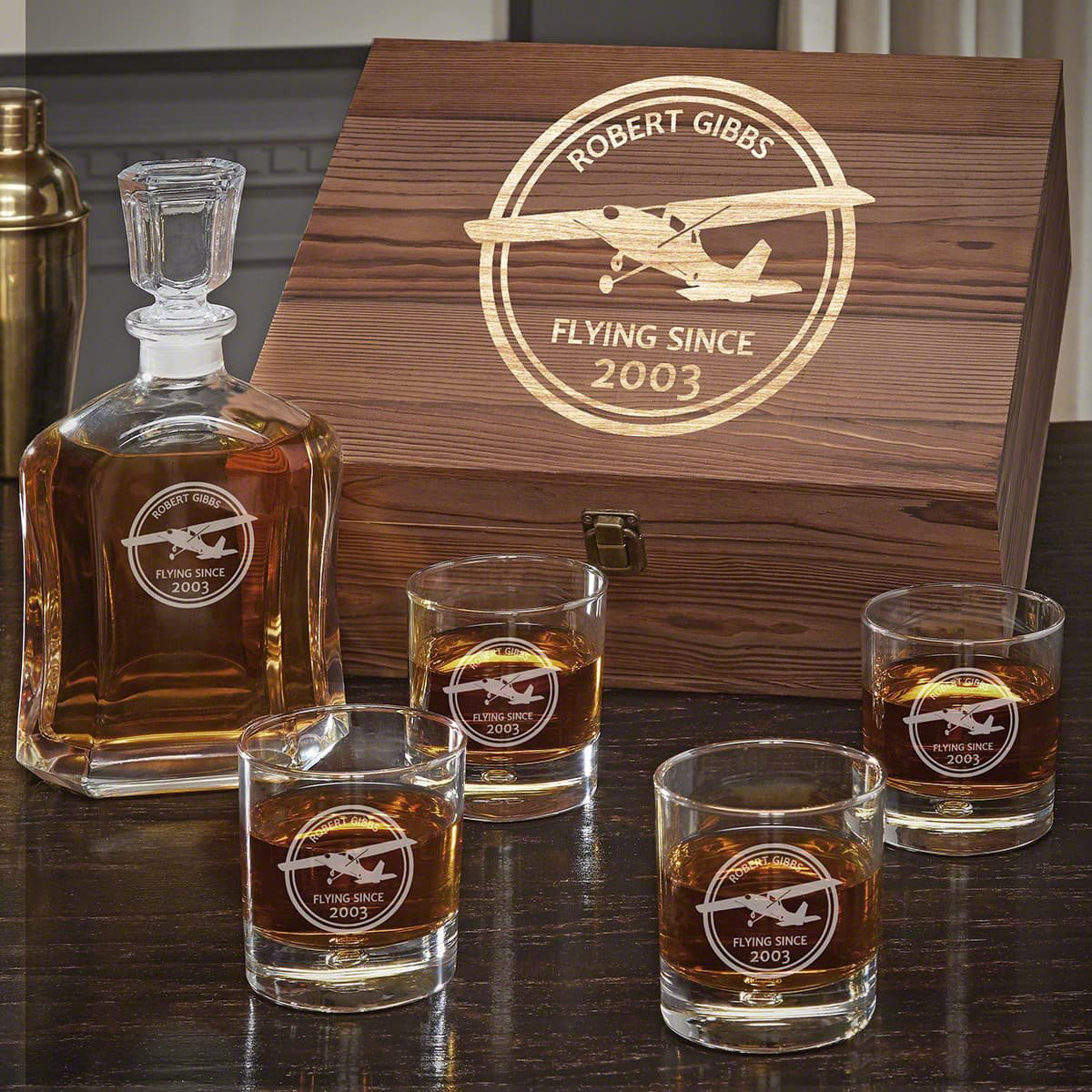 Wildon Home® Aviator Custom Whiskey Gift Set For Pilots | Wayfair