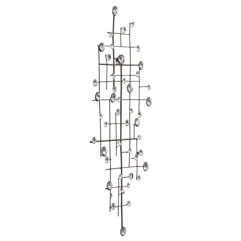 Mercer41 Silver Metal Abstract Wall Decor with Crystal Embellishments ...