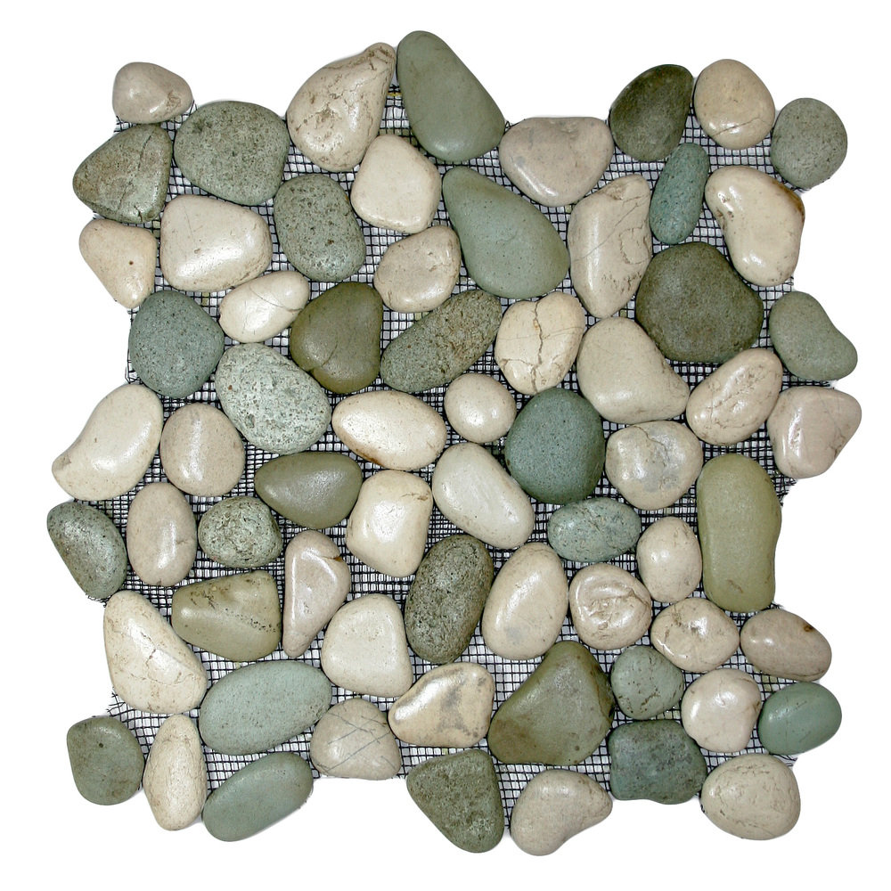 CNKTile Ganges Random Sized Natural Stone Mosaic Tile in Green/White ...