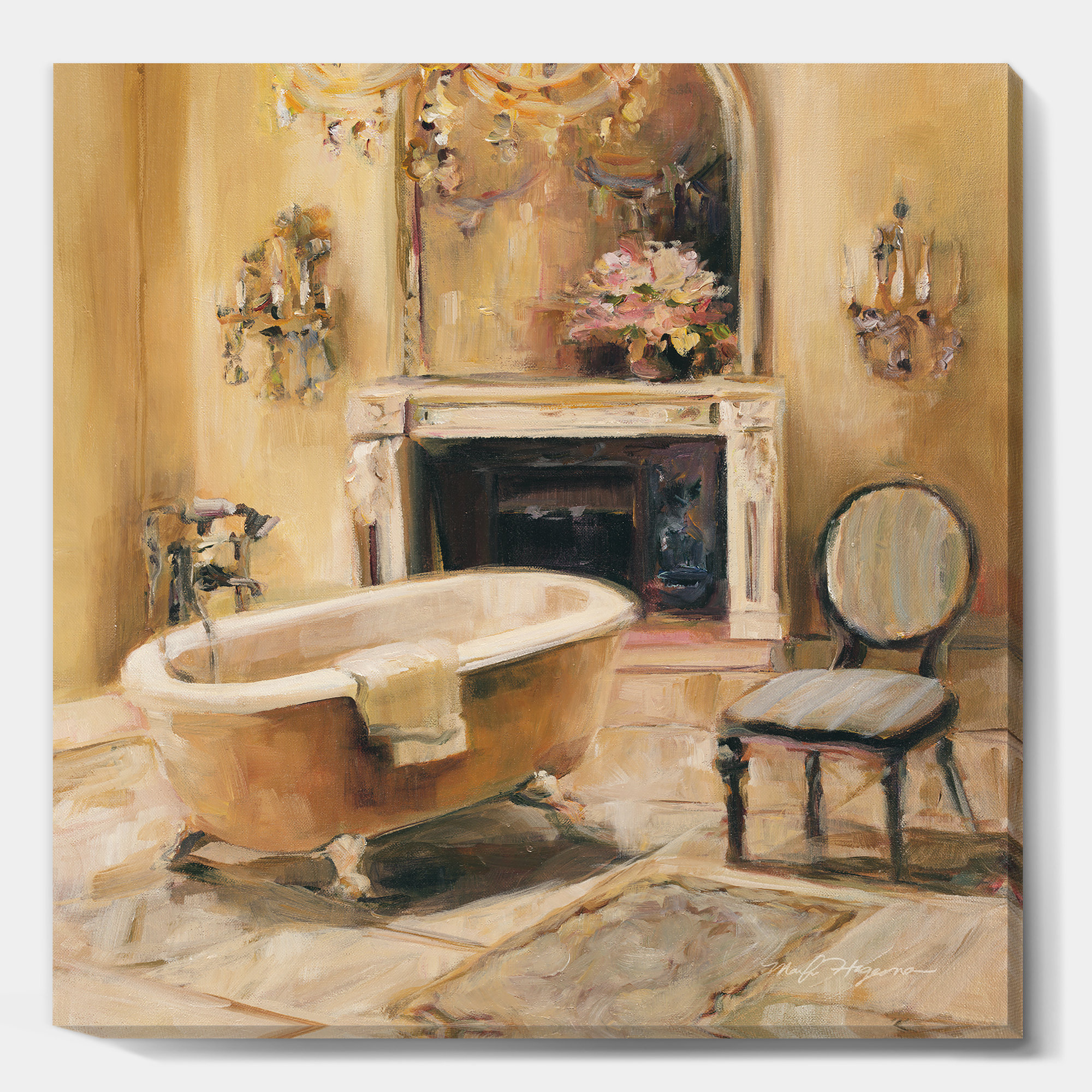 East Urban Home French Boudoir Bath I - Painting on Canvas | Wayfair