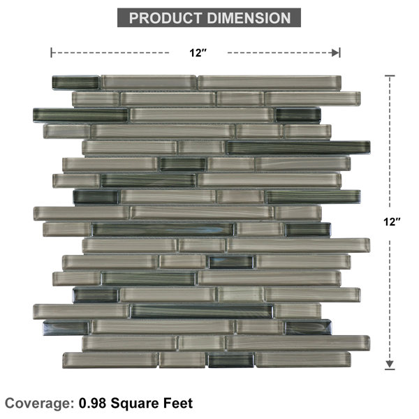 Symple Stuff Talence Random Sized Glass Linear Mosaic Wall Tile | Wayfair