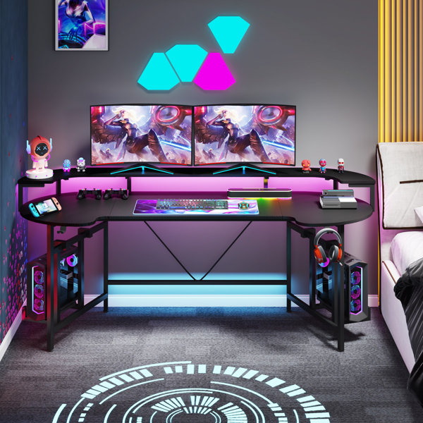 Inbox Zero Kussai Height Adjustable Curved Gaming Desk - Wayfair Canada