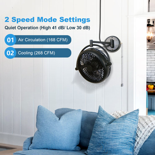 ParrotUncle 13" Wall Mounted Fan with Folding Arm & Reviews | Wayfair