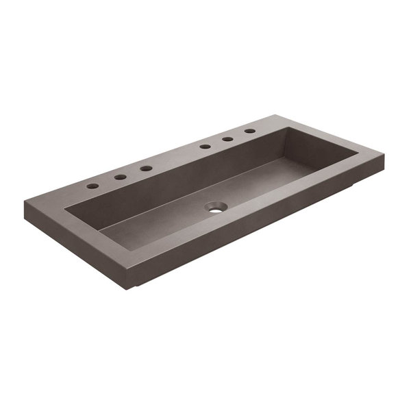 Chevington 18.5'' Brown Concrete Rectangular Semi-Recessed Vessel ...