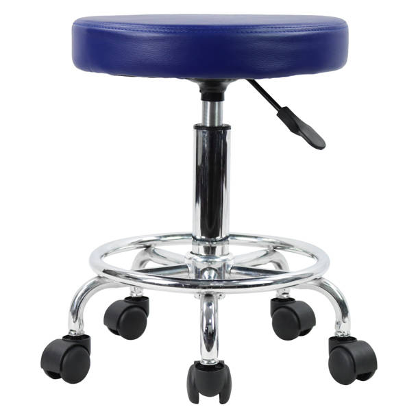 Inbox Zero PU Leather Round Rolling Height Adjustable Lab Stool with ...