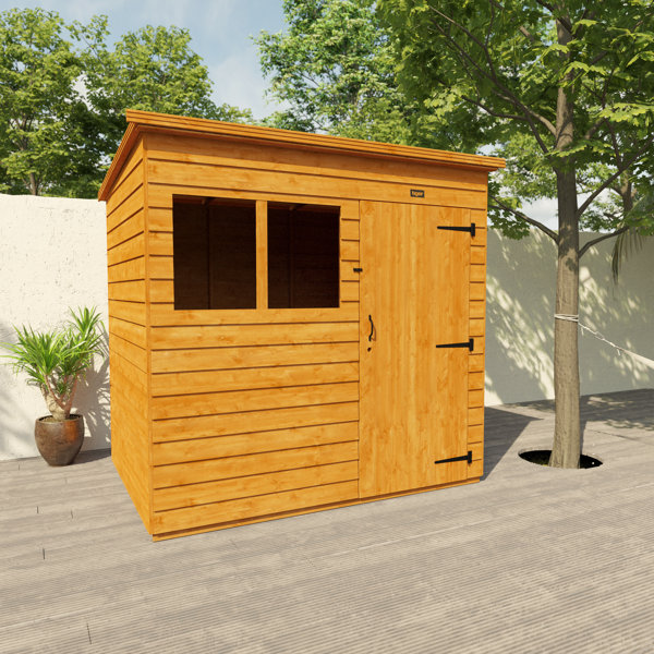 Tiger Sheds Tiger 7 Ft. W x 5 Ft. D Solid Wood Overlap Pent Garden Shed ...