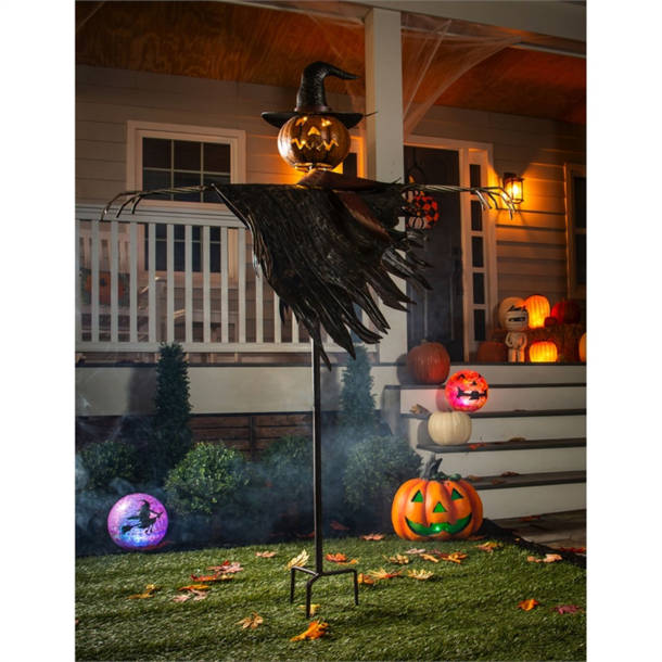 Plow & Hearth Halloween Solar Scarecrow Jack Garden Stake | Wayfair
