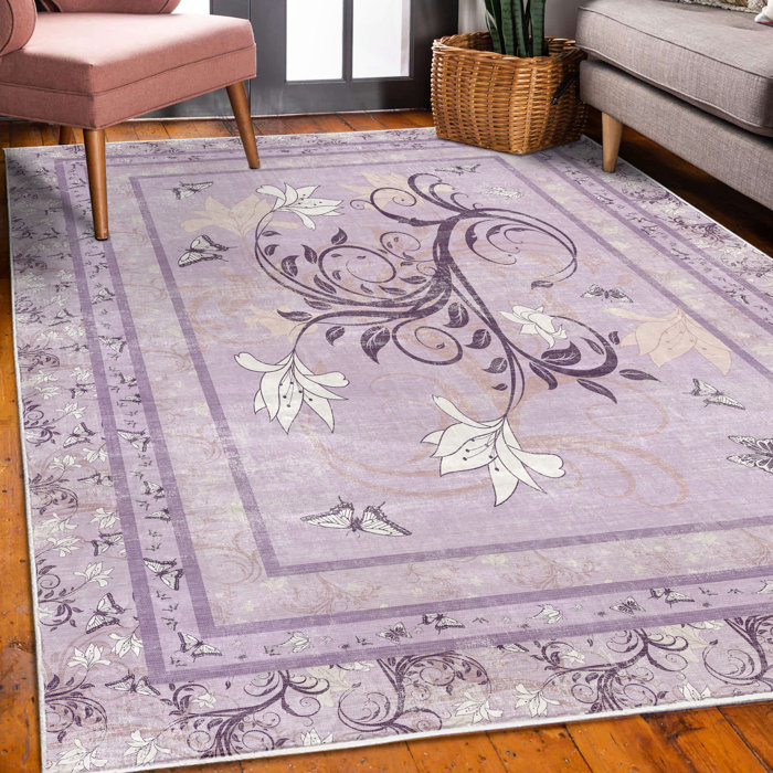 Charlton Home® Carleny Performance Lilac/Dark Purple Rug | Wayfair