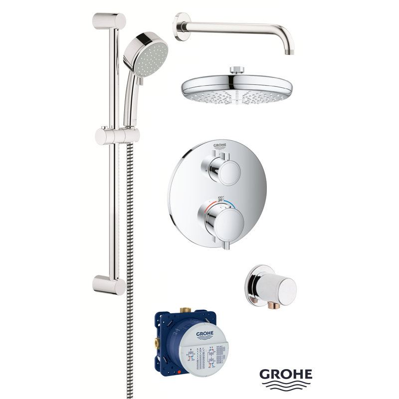 GROHE Grohtherm® Thermostatic Complete Shower System with Rough-in ...