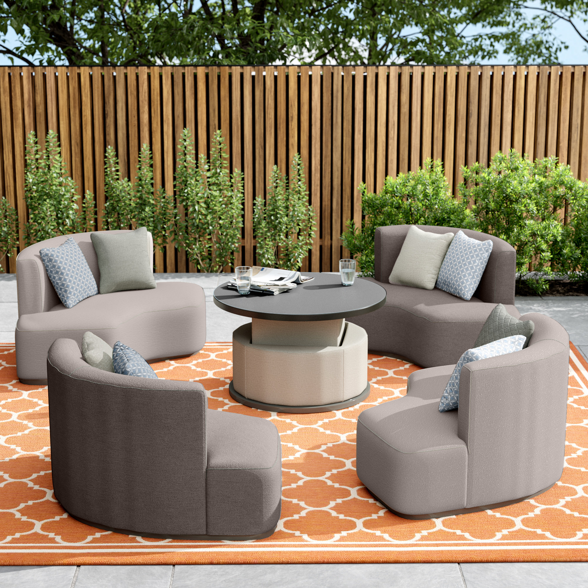 Dakota Fields Miamisburg Outdoor Fabric Snug Set - with Rising Table ...