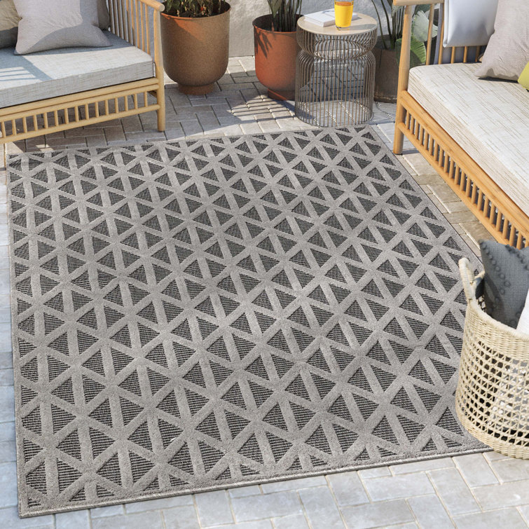 Well Woven Sila Ciel Outdoor Modern Geometric Gray Indoor/Outdoor Area ...