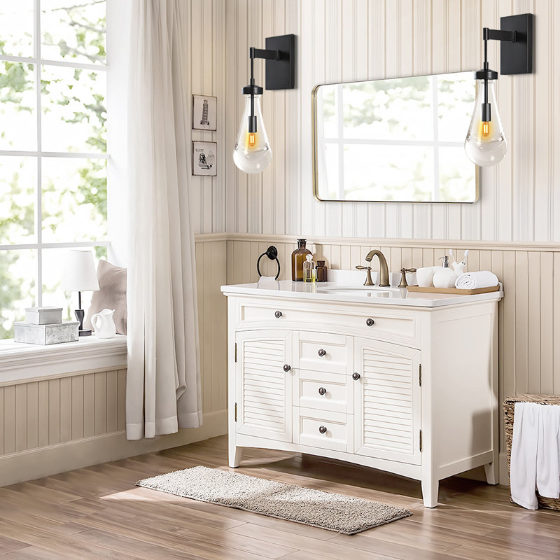 Everly Quinn Kymani Raindrop Solid Thick Glass Armed Rod Wall Sconce ...