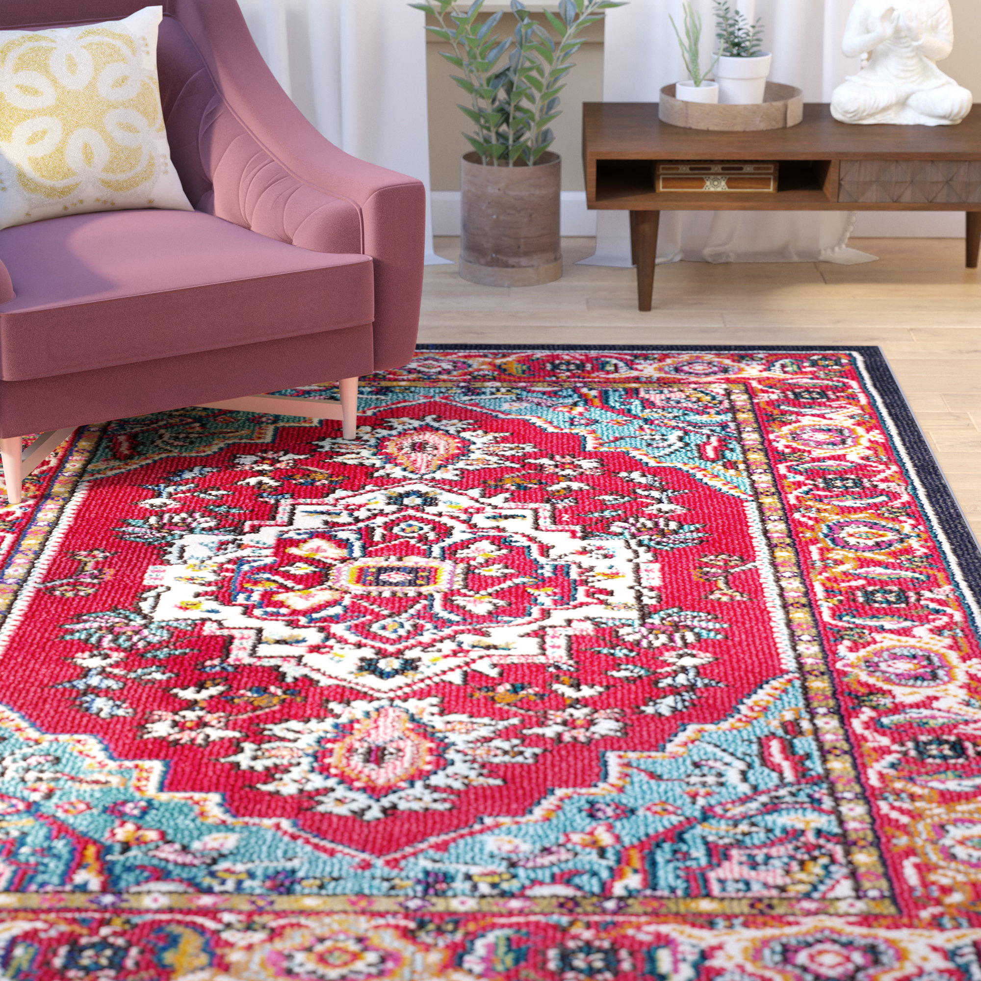 Bungalow Rose Llelend Oriental Bright Red Area Rug & Reviews | Wayfair