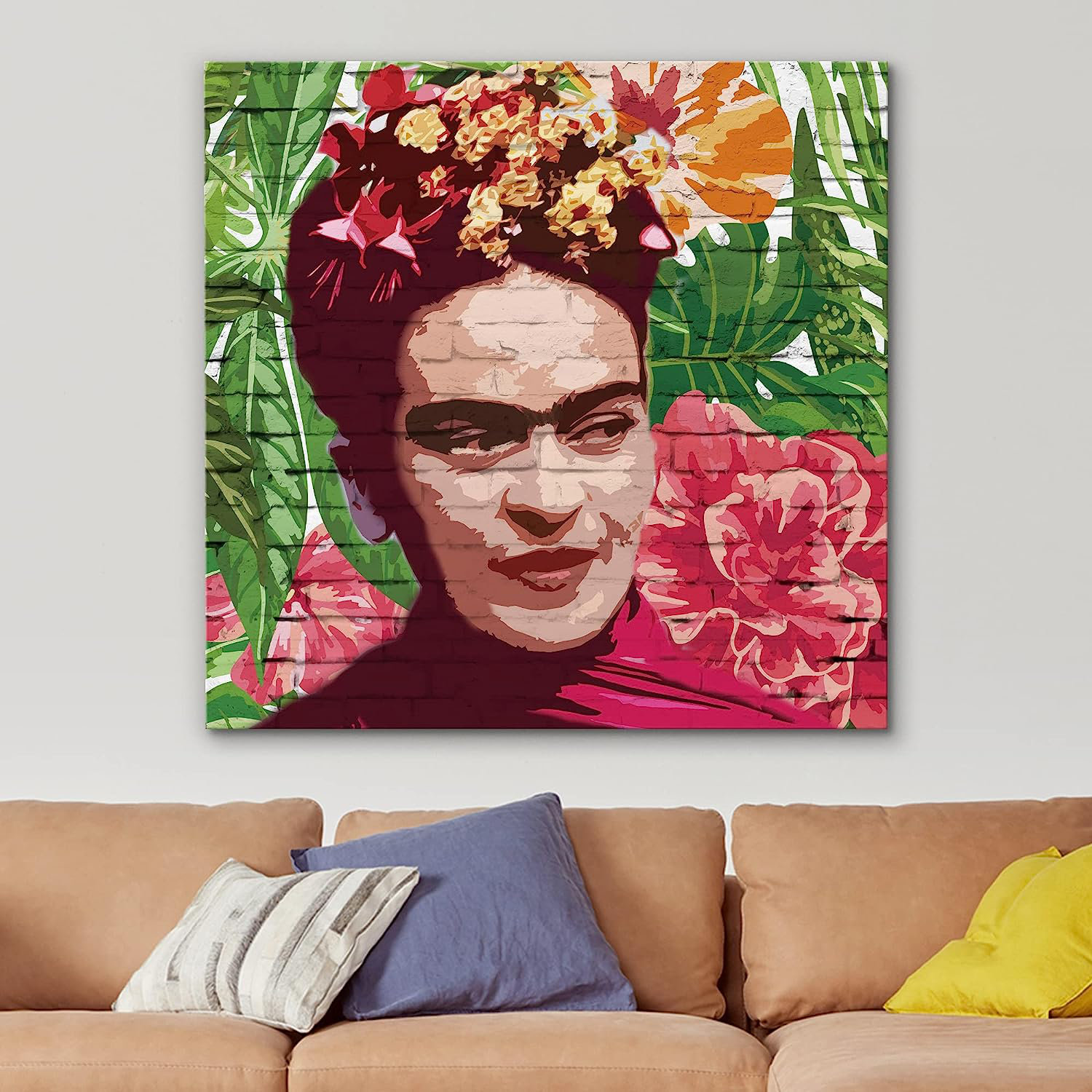 IDEA4WALL Frida Kahlo Vibrant Close Up Portrait On Canvas Bold Art ...