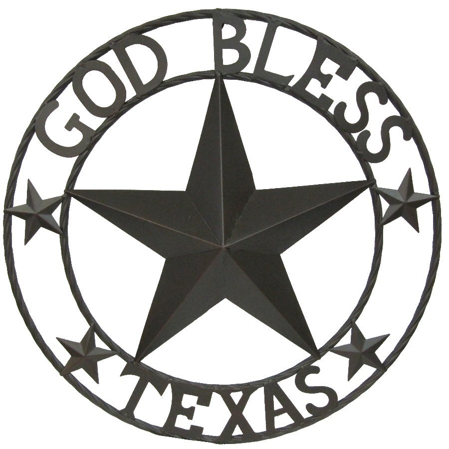 Millwood Pines Metal Texas Lone Star God Bless Texas Circle Sign Wall ...