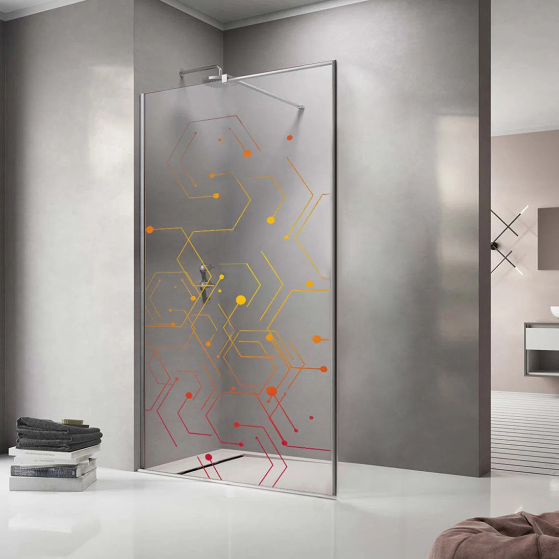 Distinct Kitchen and Bath 34'' - 34'' W x 72'' H Frameless Fixed Glass ...