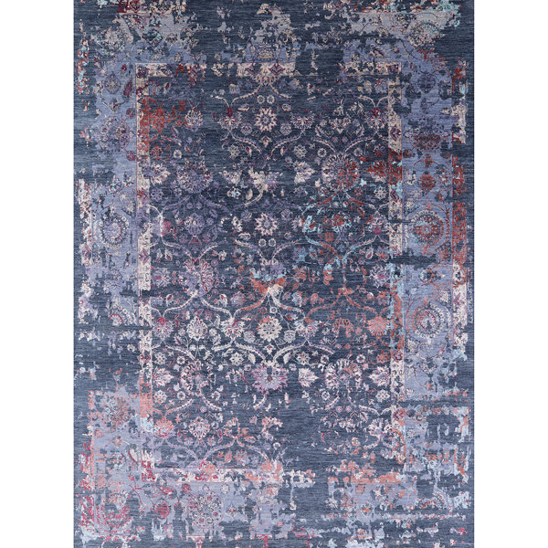Bungalow Rose Overshores Oriental Purple/Blue Area Rug | Wayfair