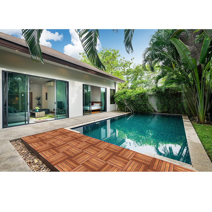 ESHOO 12" x 12" Wood Deck Tile in Brown. | Wayfair