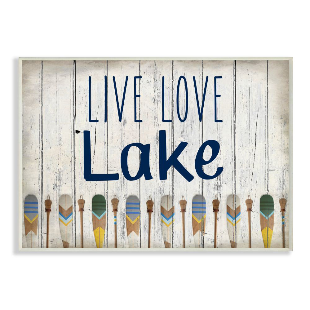 Millwood Pines Live Love Lake Phrase Boating Blue Yellow Paddles Word ...
