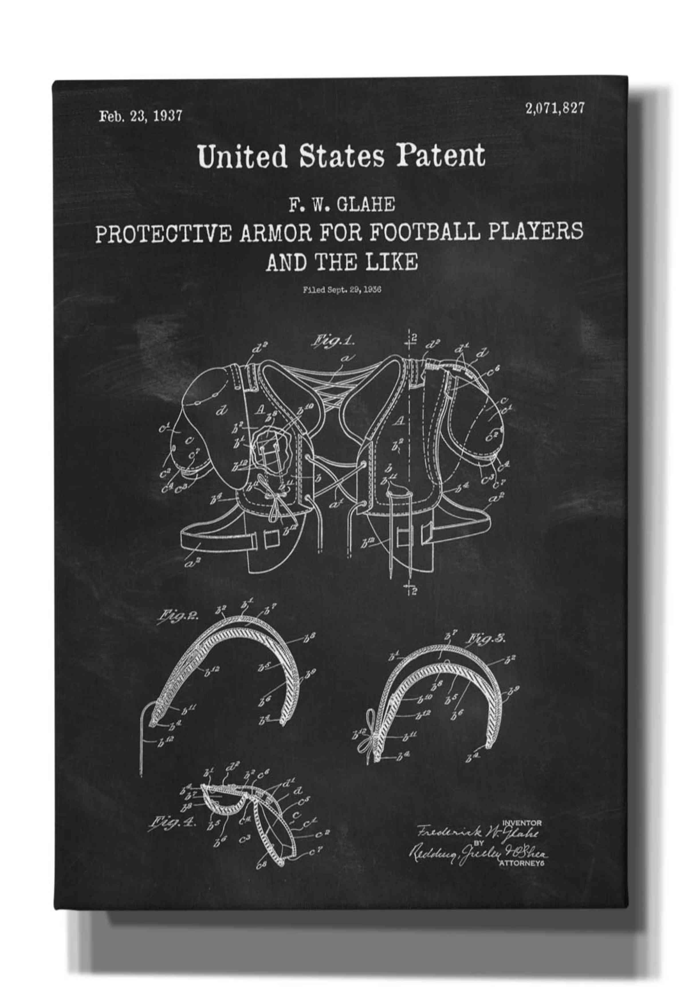 17 Stories Protective Armor For Football Blueprint Patent Chalkboard by ...