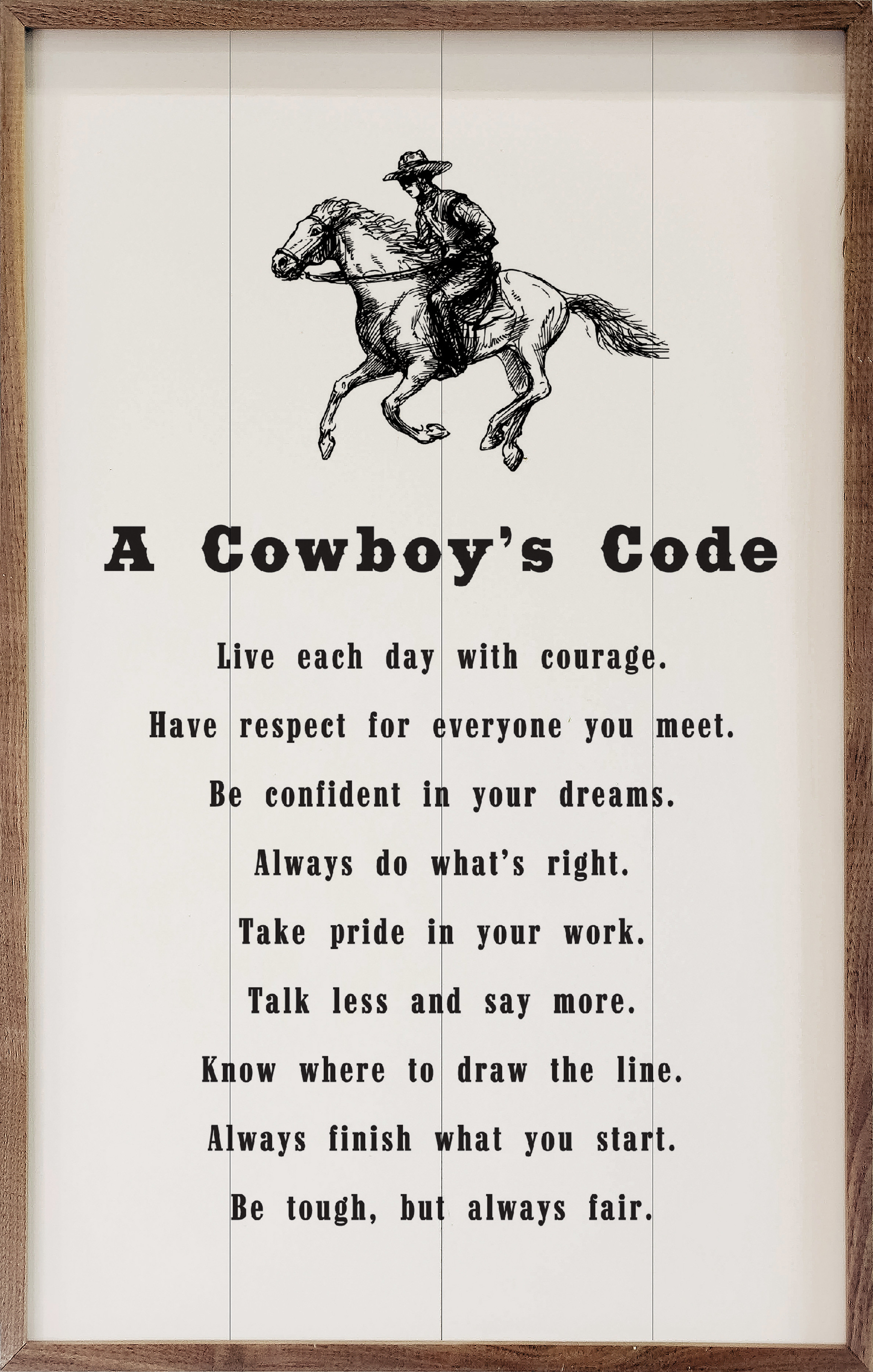 Winston Porter Cowboy Code - Single Picture Frame Textual Art on Wood | Wayfair