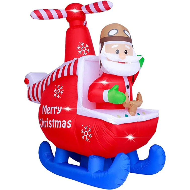 The Holiday Aisle® Santa Claus On Helicopter Inflatable | Wayfair