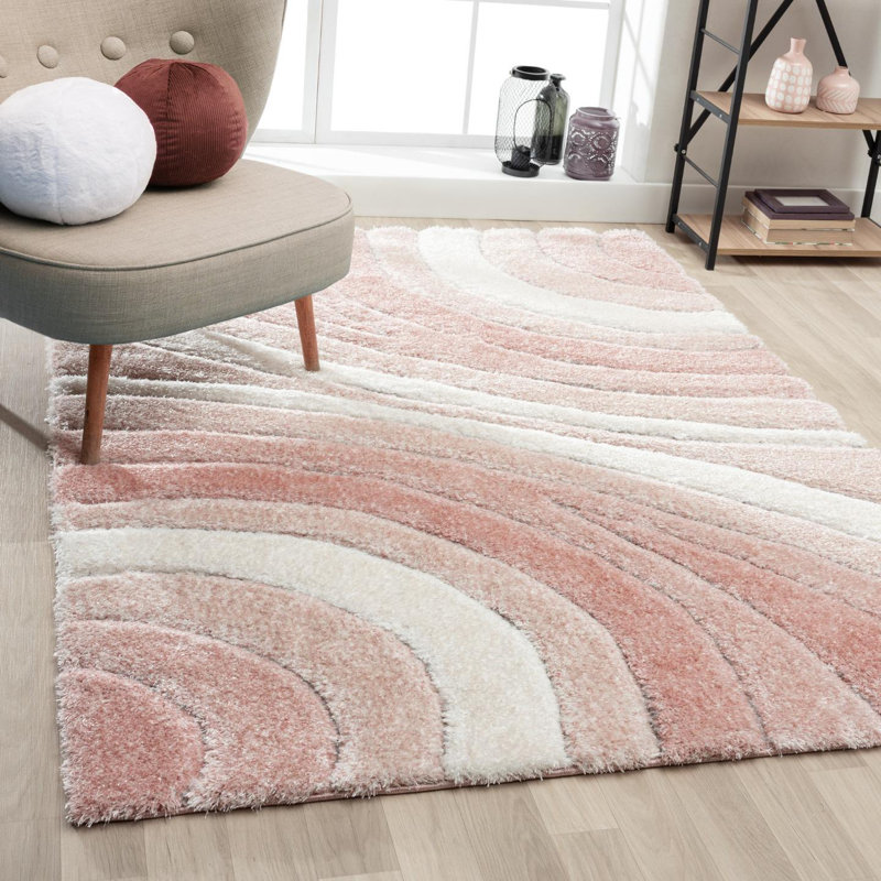 Orren Ellis Koo Performance Pink/Ivory Rug & Reviews | Wayfair