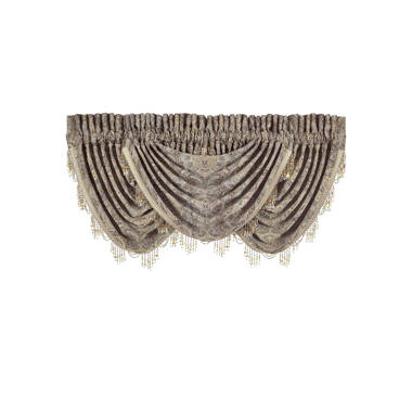 House of Hampton® Daisy-Lee Damask Swag 49'' W Window Valance in Silver ...