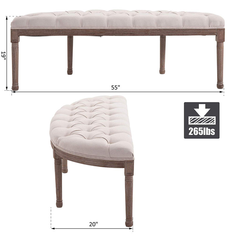 Greyleigh™ Alida Tufted Half Circle Upholstered Bench & Reviews | Wayfair