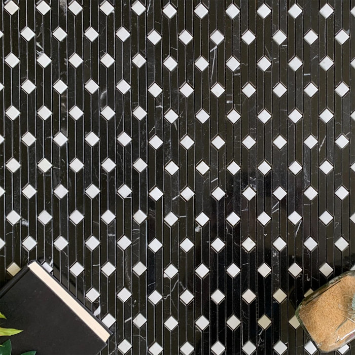 Direct Stone Source Nero Marquina 12" x 12" Marble Pinwheel Mosaic Wall ...