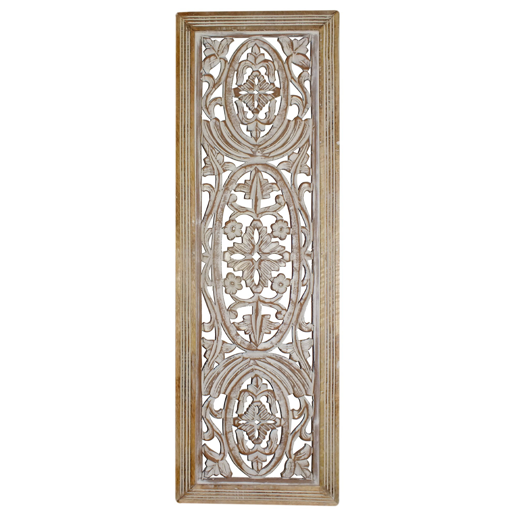 Bungalow Rose Rectangular Mango Wood Panel with Intricate Carving Wall ...