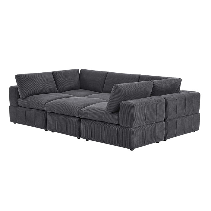 Wade Logan® Arregui 6 - Piece Upholstered Sectional & Reviews | Wayfair