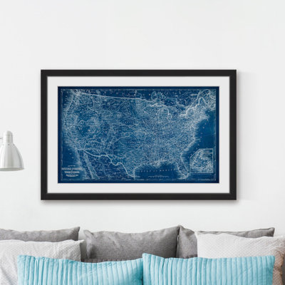Marmont Hill US Map Blueprint - Picture Frame Graphic Art | Wayfair