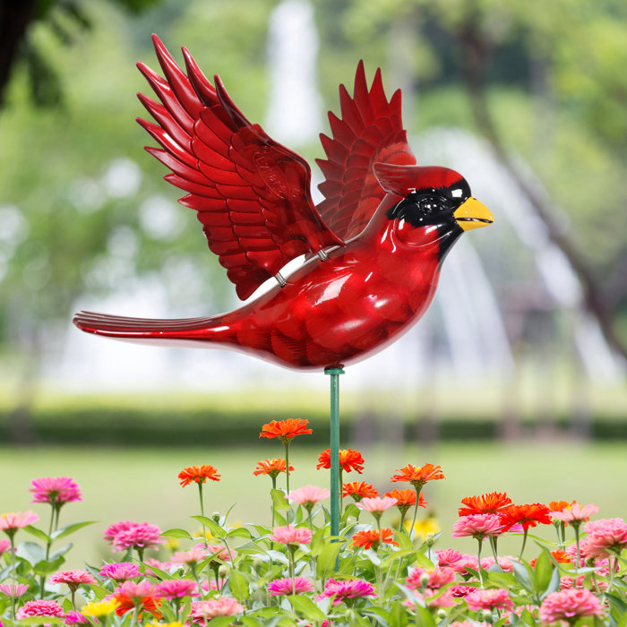 Exhart Large WindyWings Cardinal Garden Stakes, 11 inch wingspan ...