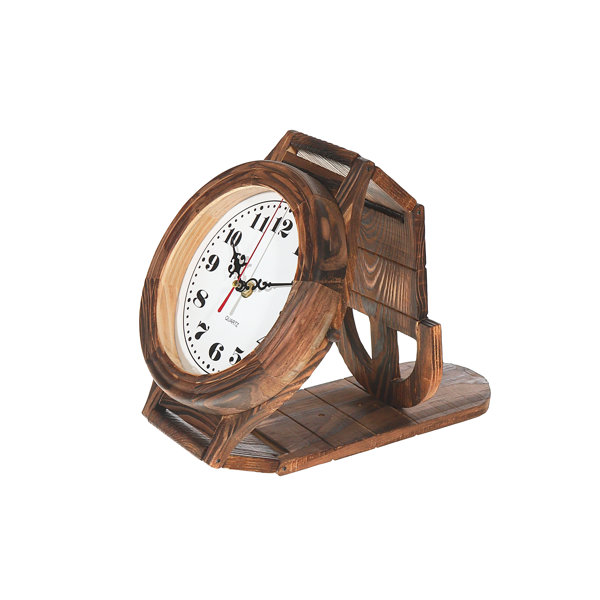 iHcasadécor Wood Tabletop Clock in Brown | Wayfair