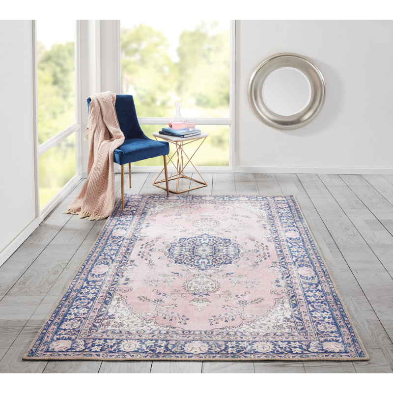 Charlton Home® Neptune Performance Pink/Blue Rug & Reviews | Wayfair