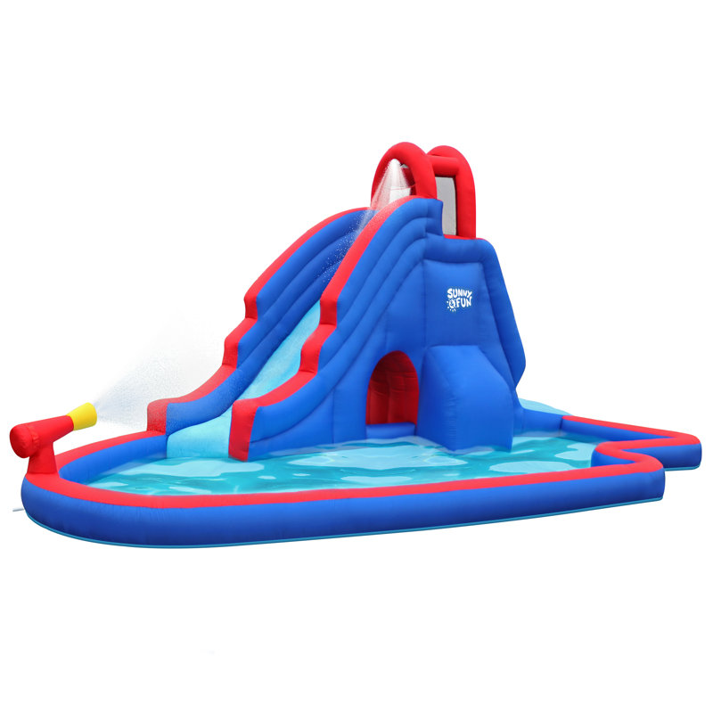 Sunny & Fun Deluxe 12.46' x 17.05' Inflatable Water Slide with Air ...