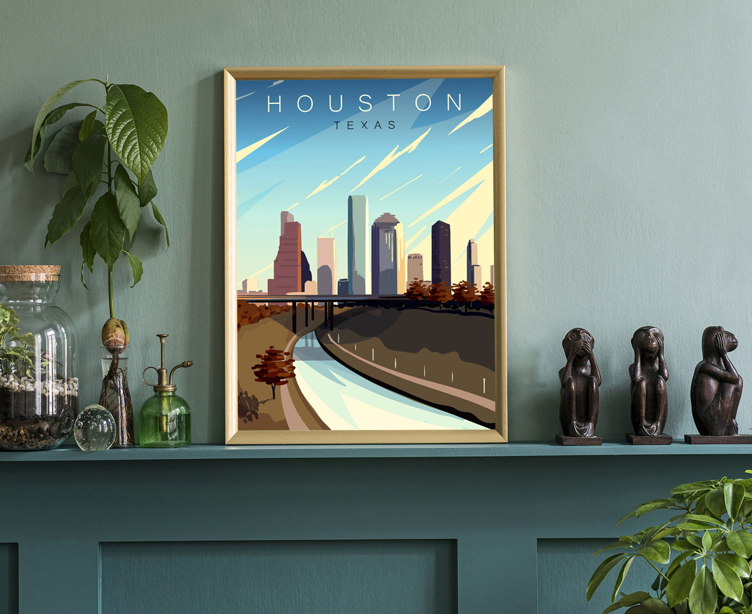 Trinx Houston/Texas Retro Style State Travel, Vintage Rustic Poster ...