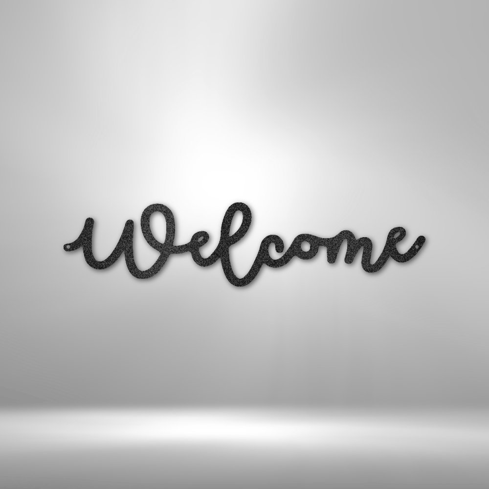 Latitude Run® Welcome Script Steel Wall Décor | Wayfair