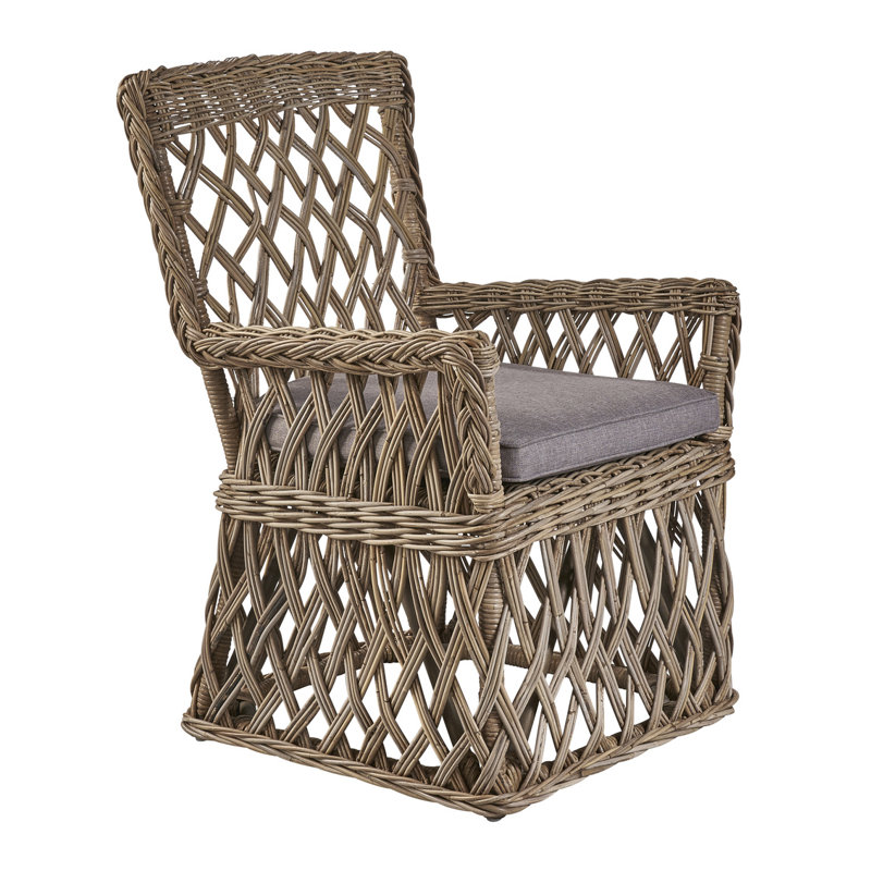 Bayou Breeze Kamini Cross Back Arm Chair in Brown | Wayfair