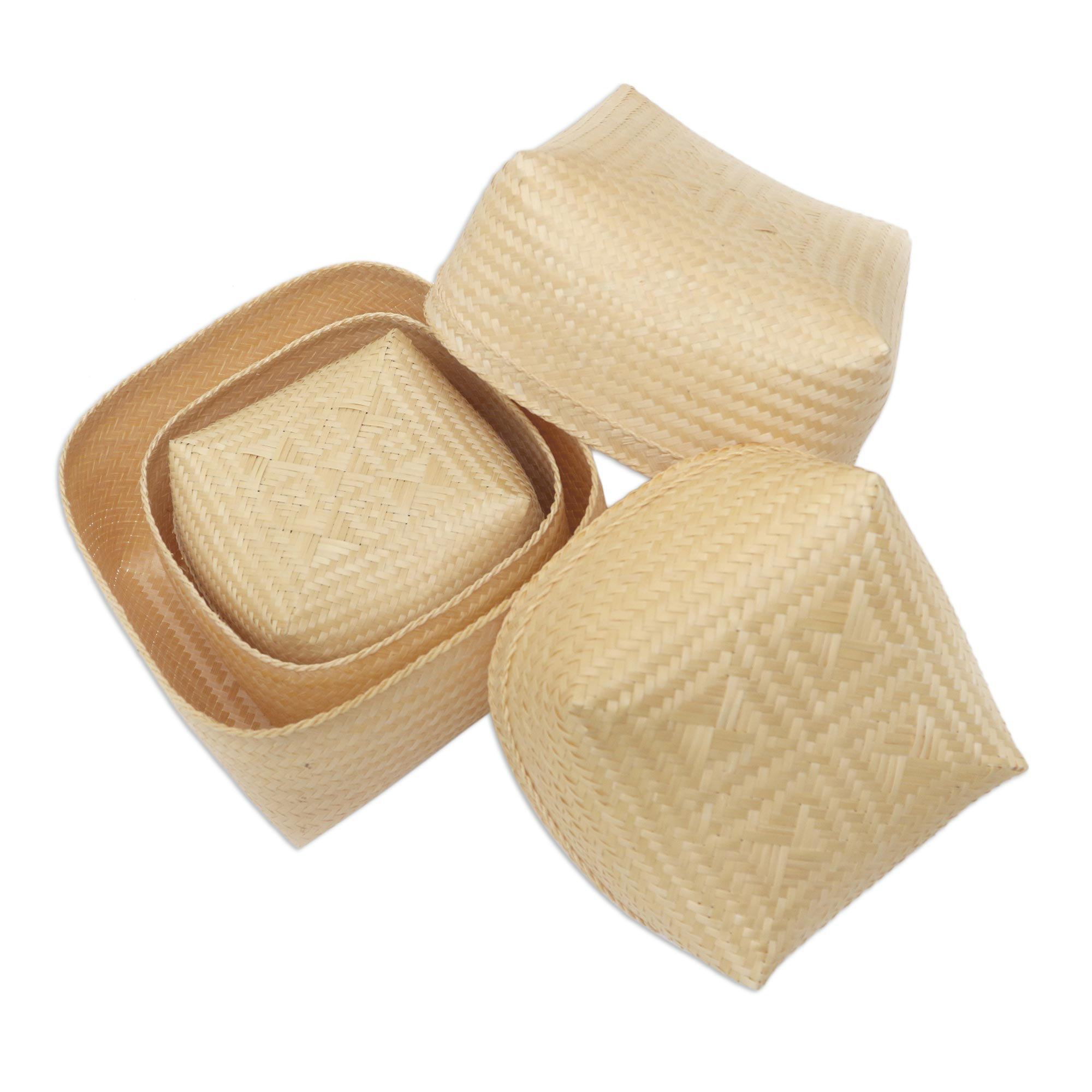 Rosecliff Heights Handmade Balinese Keben Decorative 3 Piece Rattan Box ...