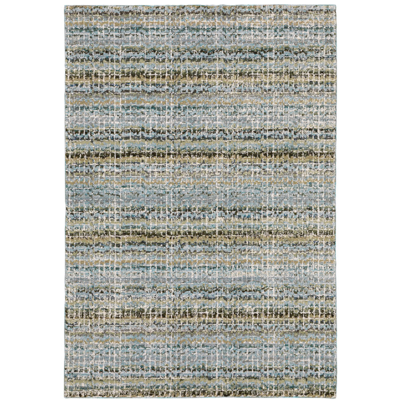 Gracie Oaks Torge Power Loom Blue/Brown Rug | Wayfair