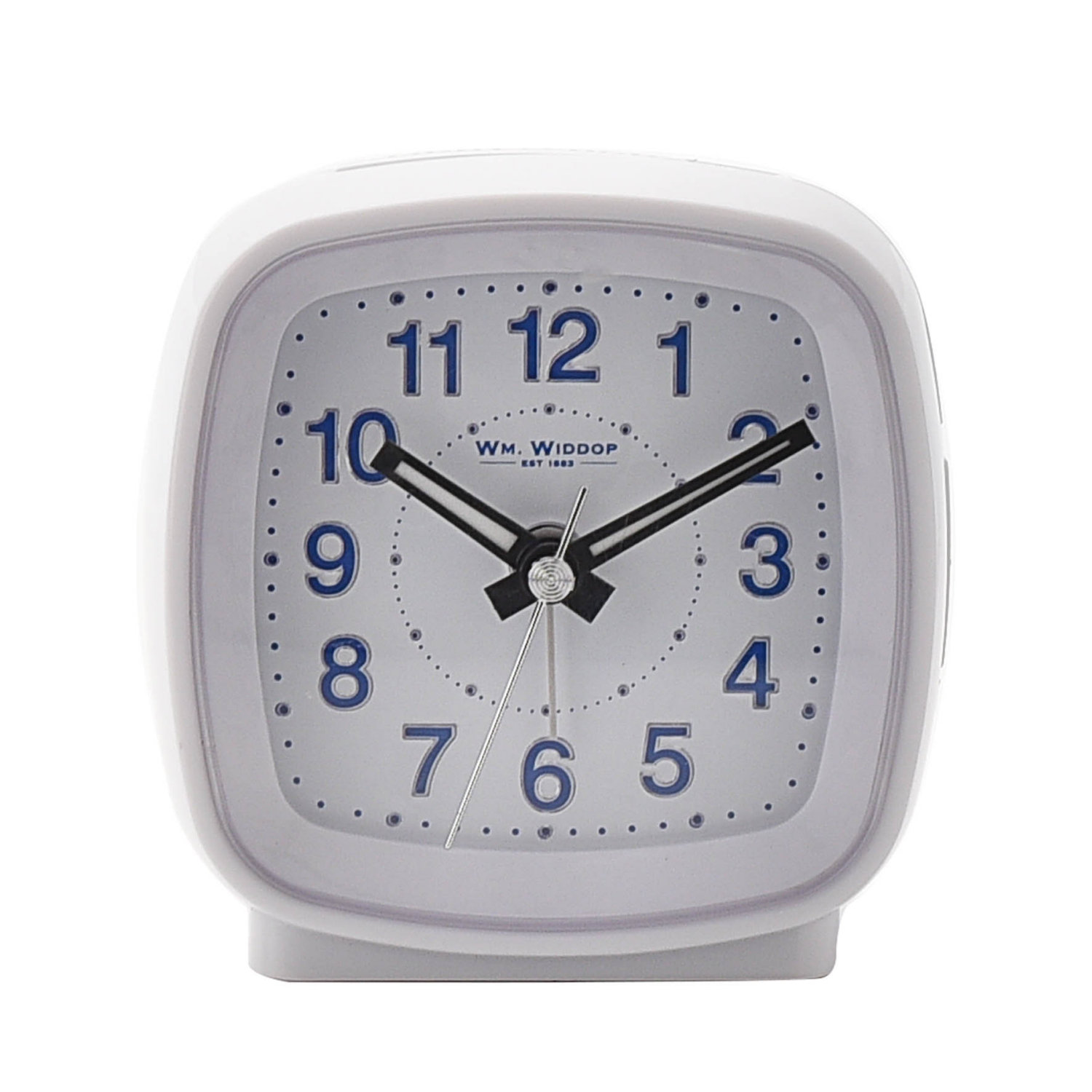 Wm Widdop Analog Battery-Operated Alarm Tabletop Clock in White ...