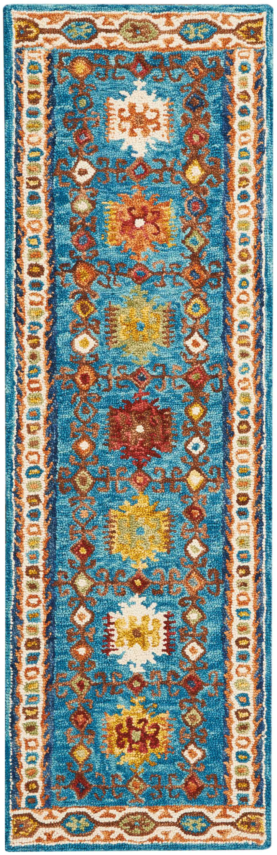 Bungalow Rose Handmade Hand Tufted Wool Teal/Orange Rug | Wayfair