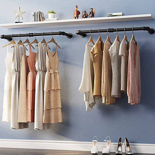 Williston Forge Jafr 36.2'' Wall Mounted Clothes Rack | Wayfair