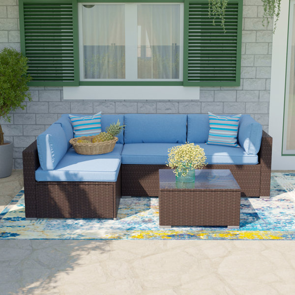 Orren Ellis Ahull Polyethylene (PE) Wicker 4 - Person Seating Group ...