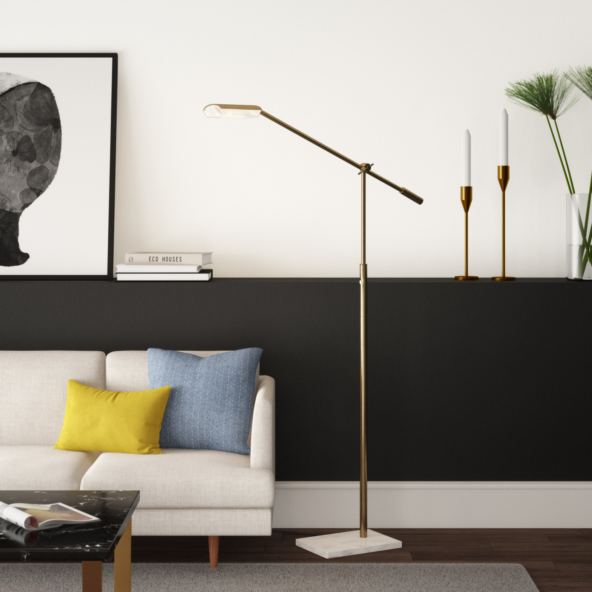 Latitude Run® Amaree White Marble LED Task/Reading Floor Lamp & Reviews ...