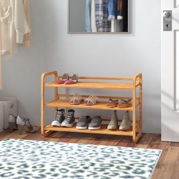 Three Posts™ 12 Pairs Natural Solid Wood Shoe Rack & Reviews | Wayfair