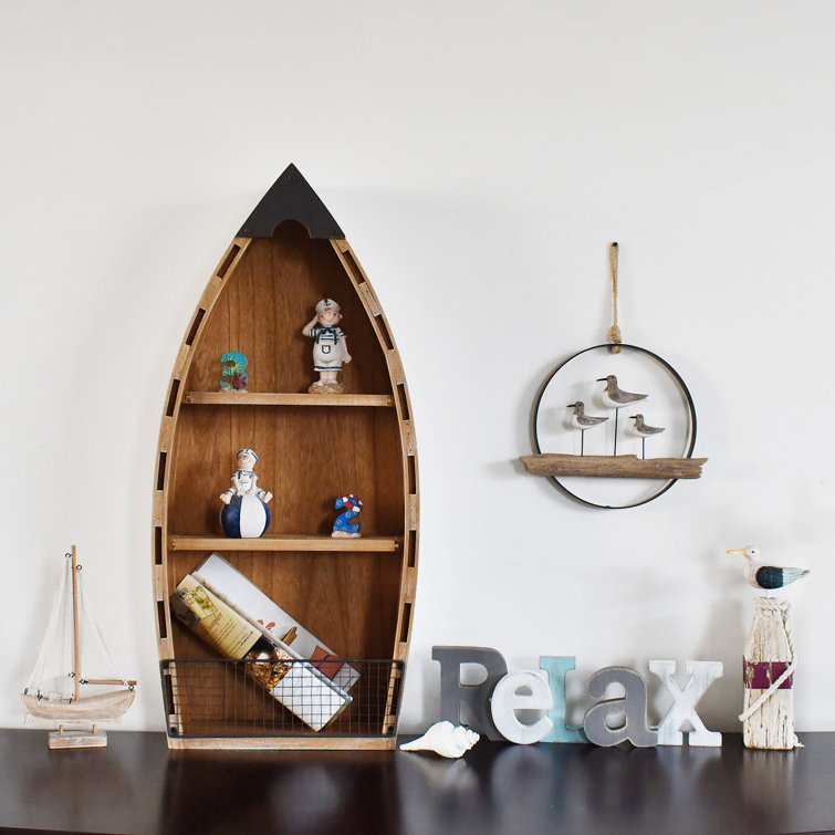 AttractionDesignHome 2 Piece Rustic Nautical Standing Boat Shelf Wall ...